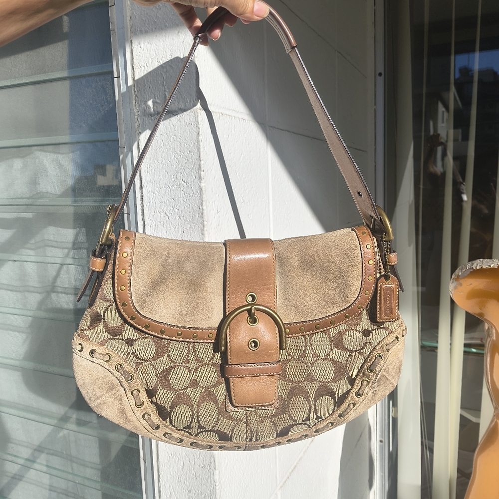 Coach Y2k Signature Soho Bag Tan Suede Hobo Bag - Gem